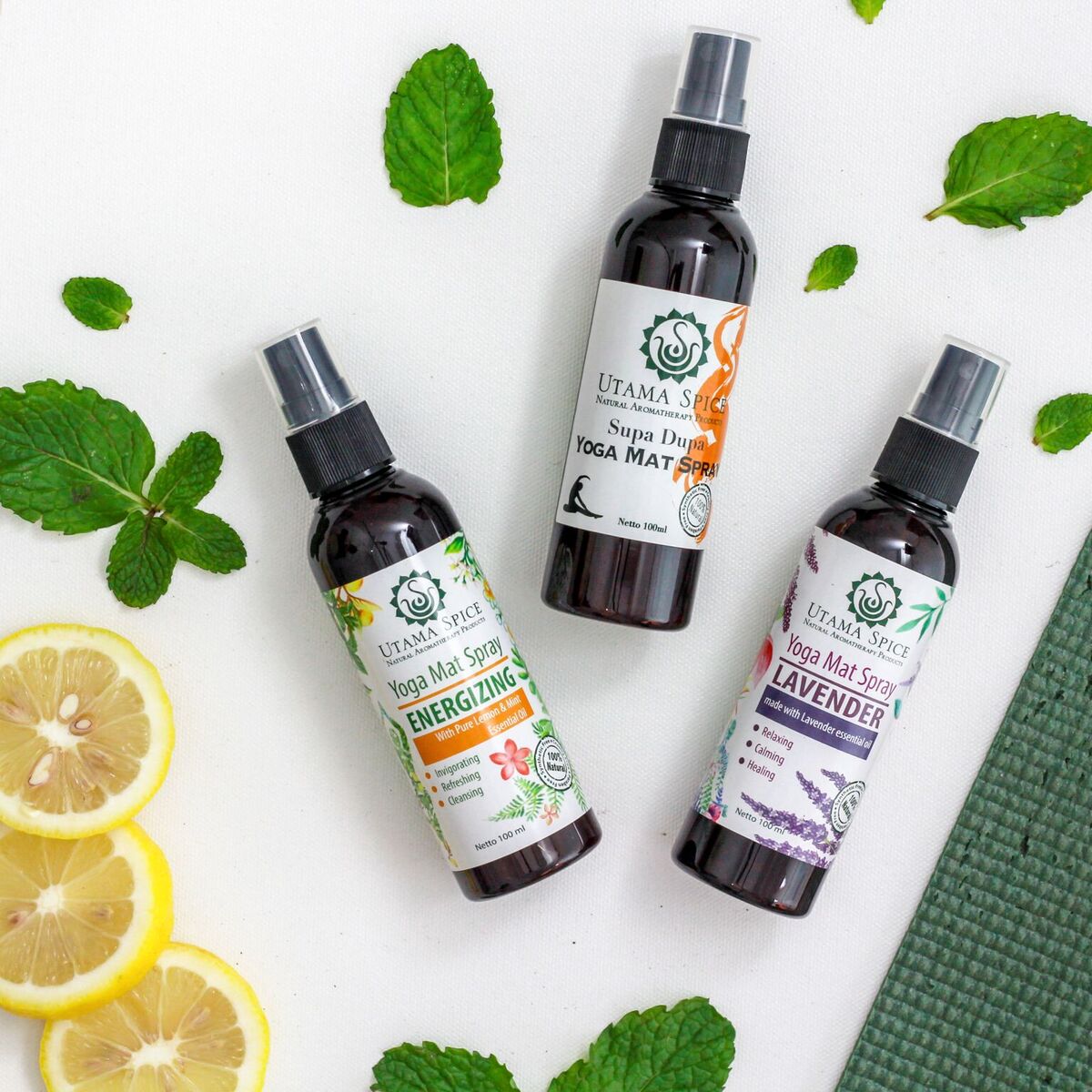 Triple Treat Yoga Mat Spray Set (3 x 100ml) – Utama Spice Singapore